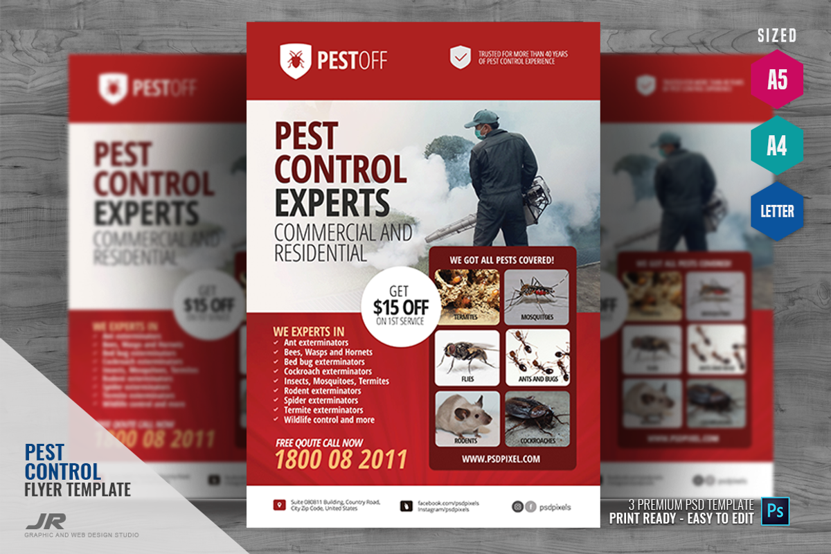 Pest Control Company Flyer, a Flyer Template by PSDPixel