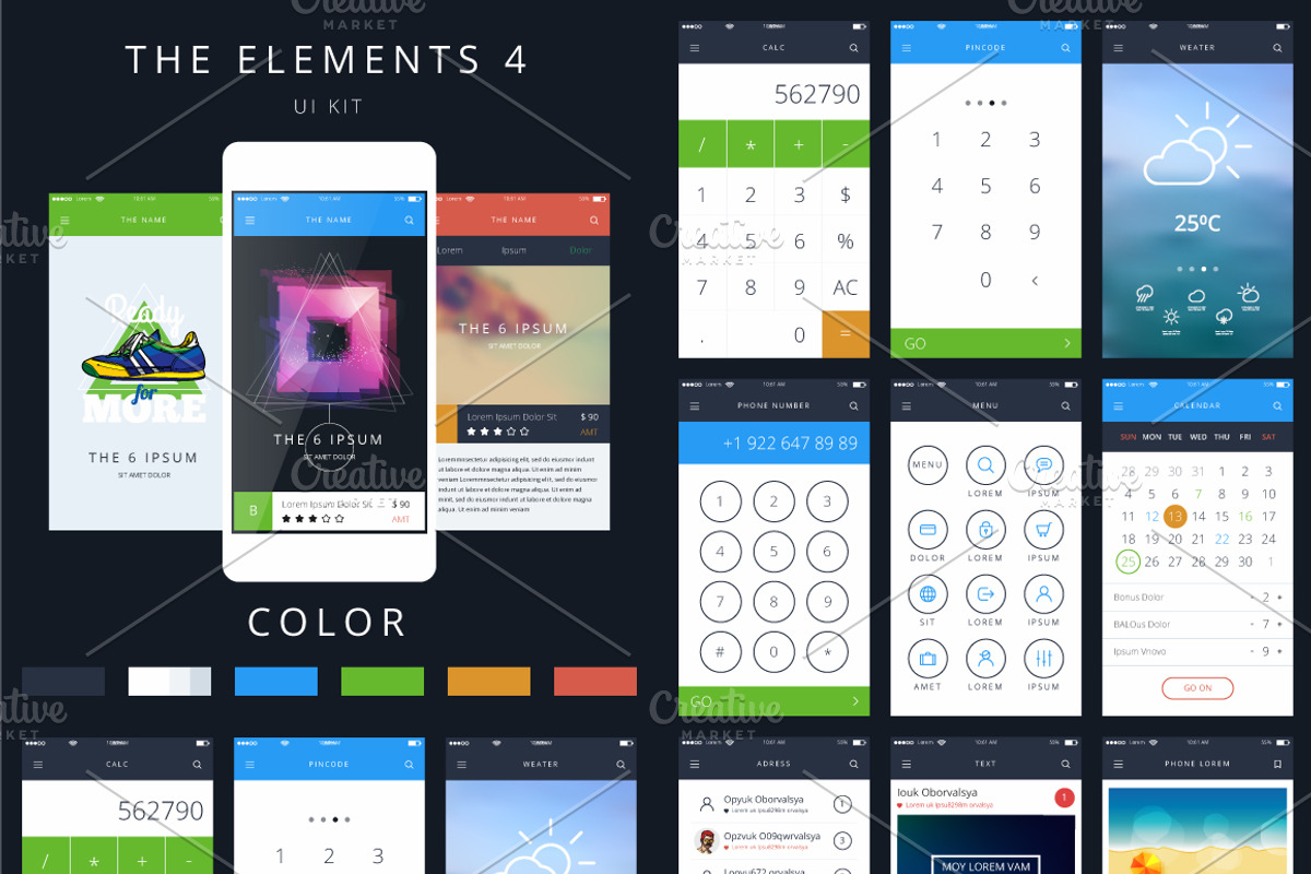 Vector Phone GUI Template, an UI Kit Template by fet