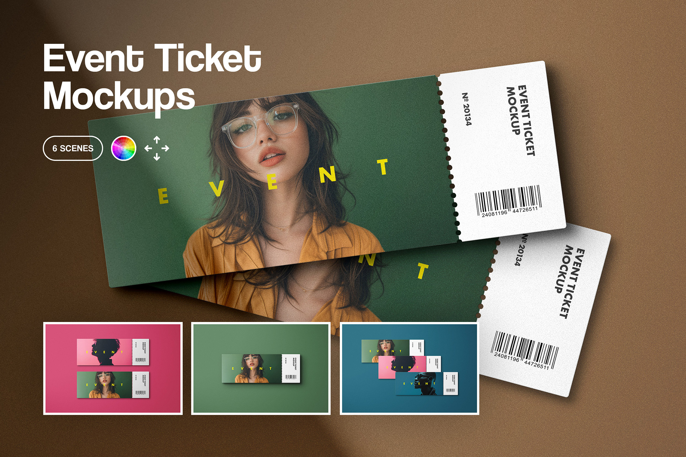 Event Ticket Mockups with Shadows, an Advertising Mockup by pixelbuddha.net