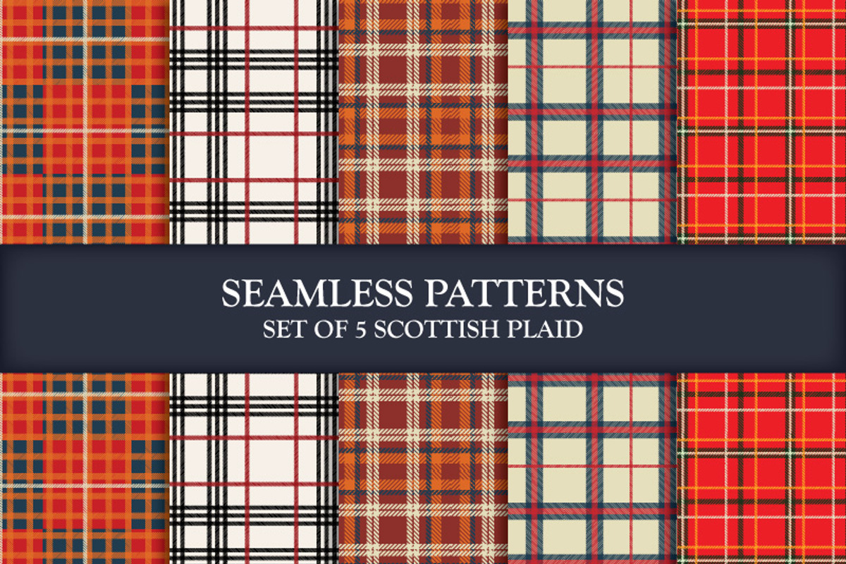5 Scottish Plaids Seamless Patterns, a Pattern Graphic by VecFashion ...