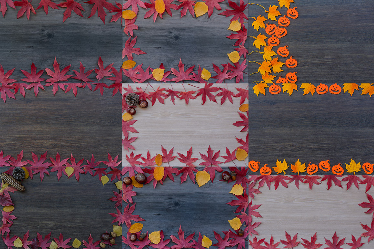 Autumn leaves background mockups, a Mockup by Dreamy Pixel