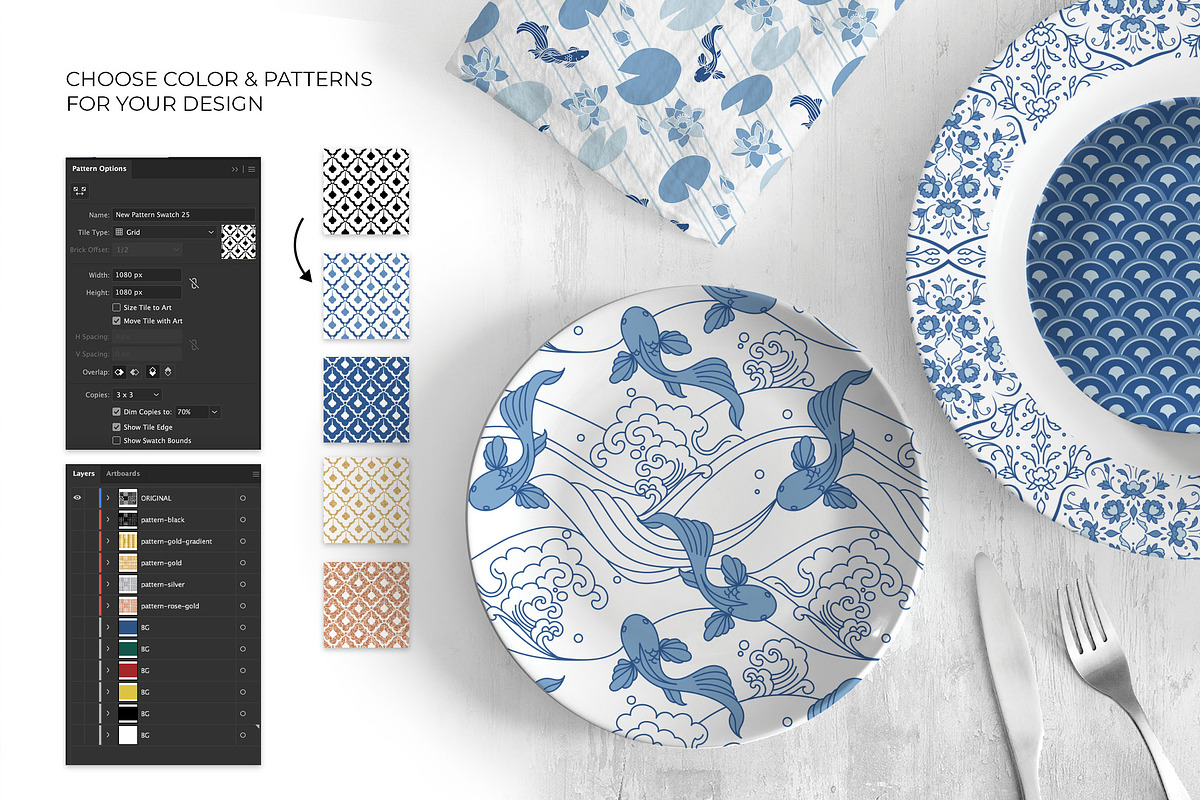 Chinese Ceramic Patterns, a Pattern Graphic by AsianElements