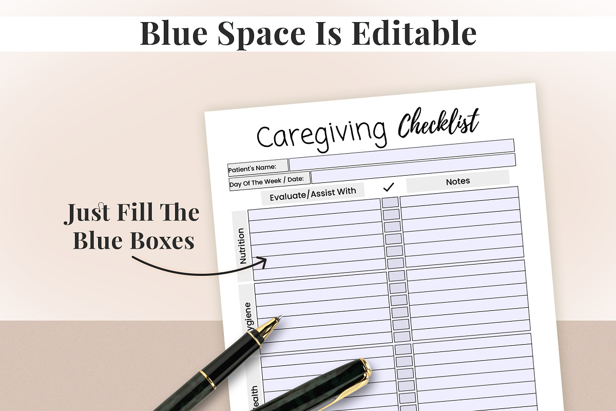 Editable Caregiving Checklist