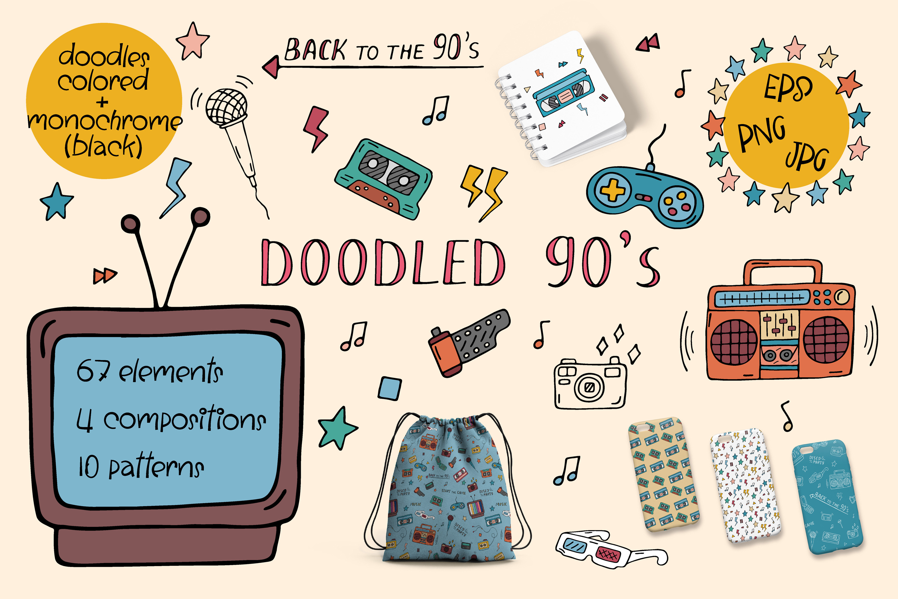 90s Doodles Retro Illustrations
