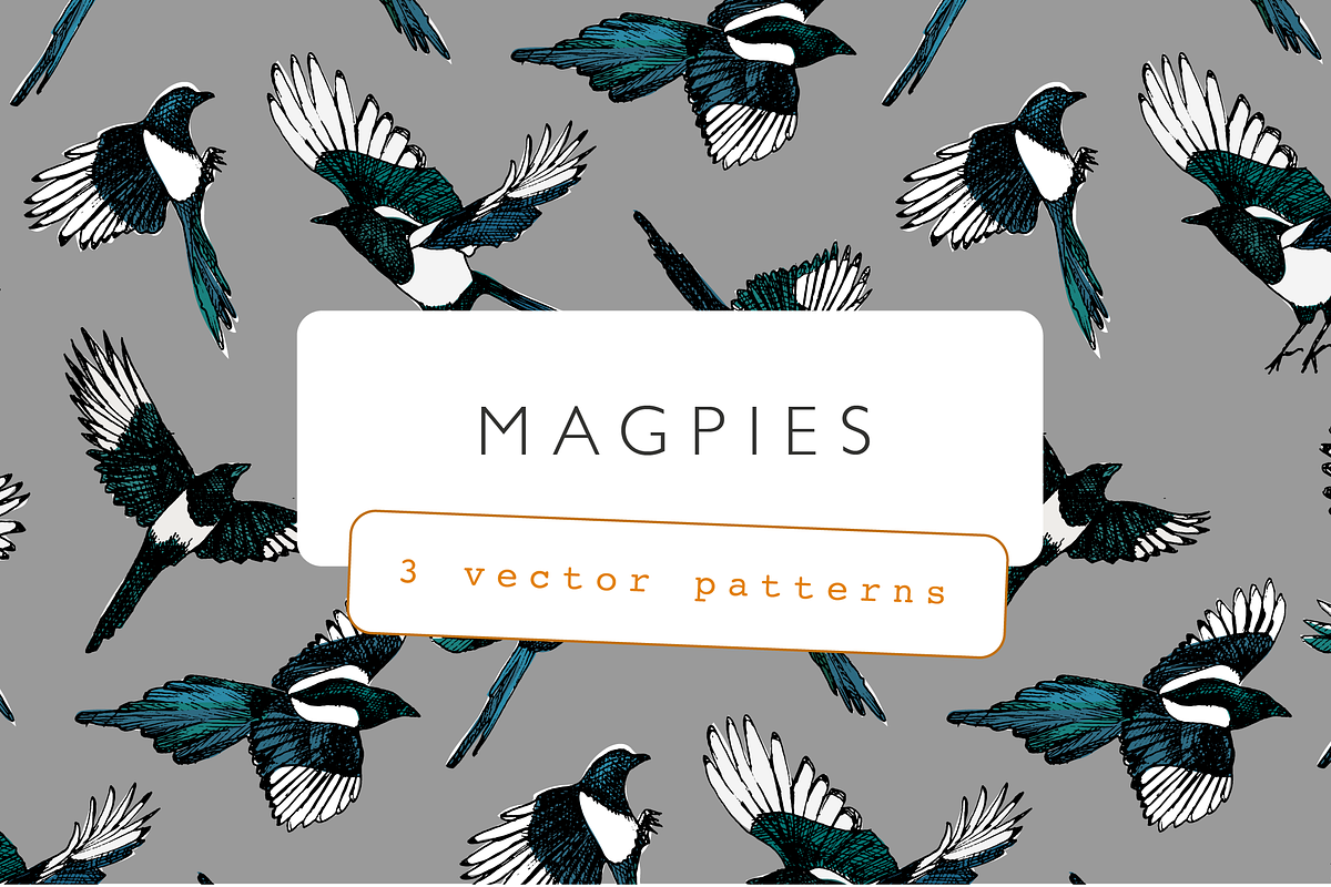 Magpie Pattern, a Pattern Graphic by Alyssa Can Draw | Creative Market