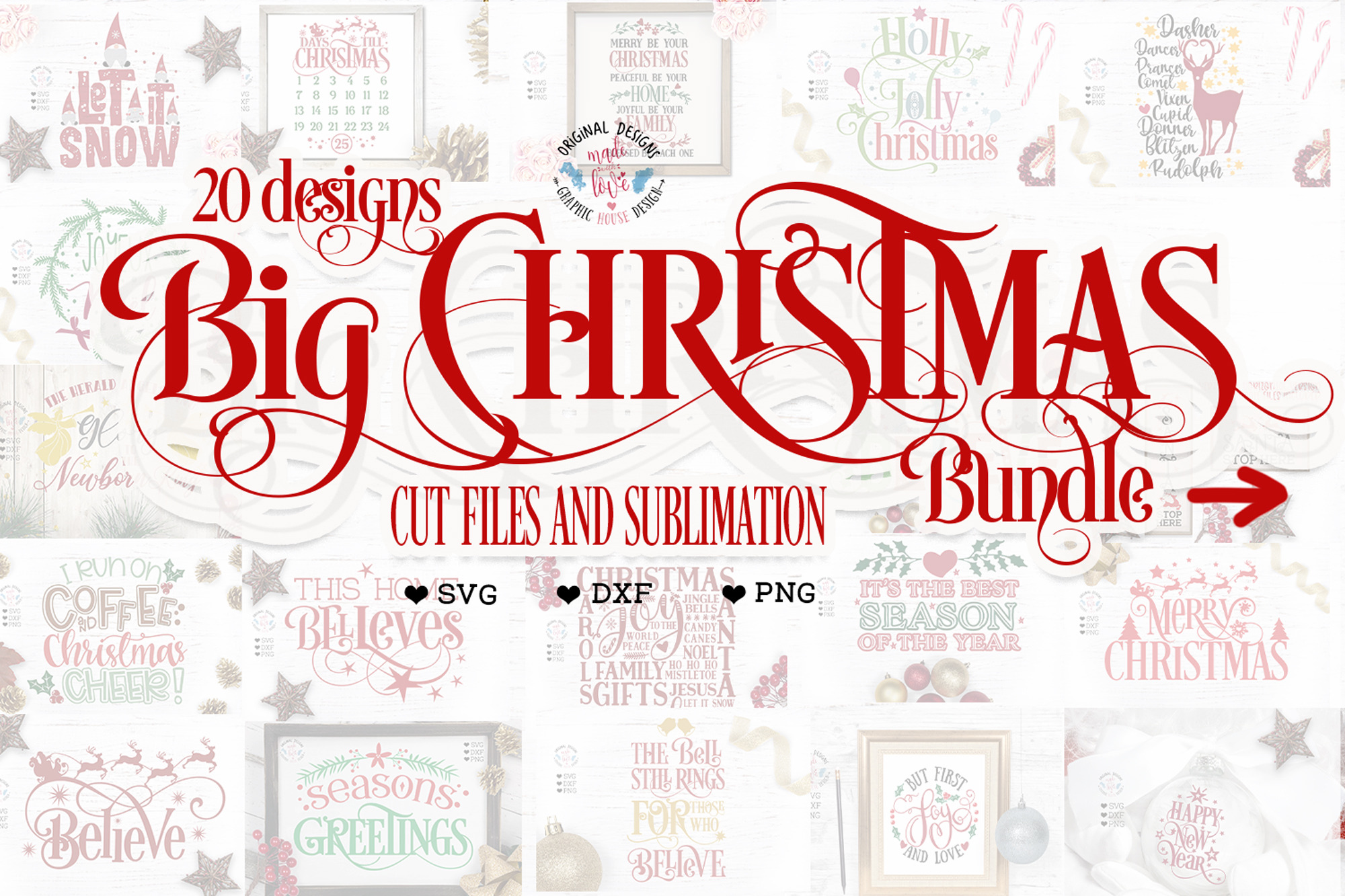 Big Christmas Bundle - 20 Designs, an Illustration by Graphic House ...