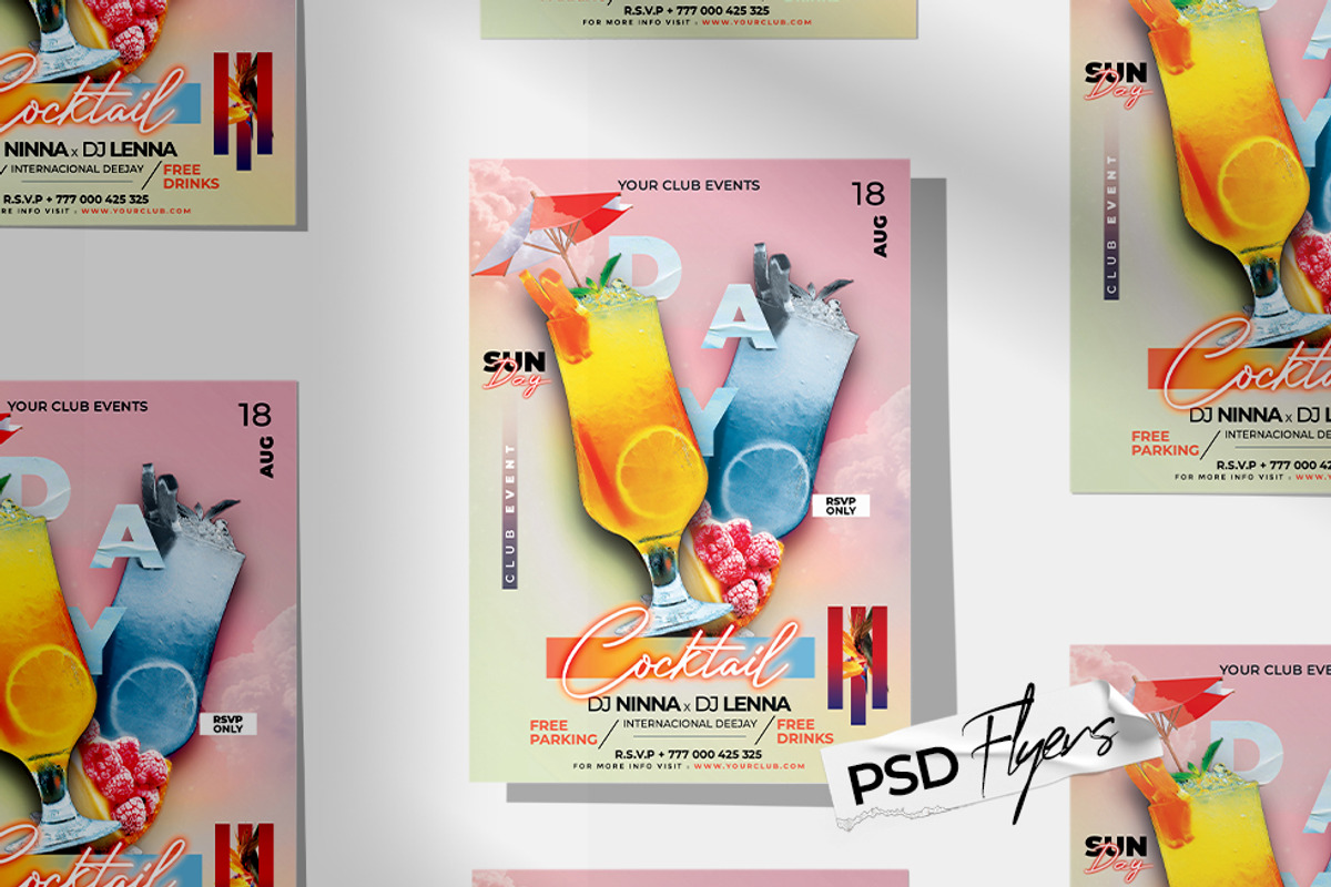 Cocktail Day Flyer PSD Template