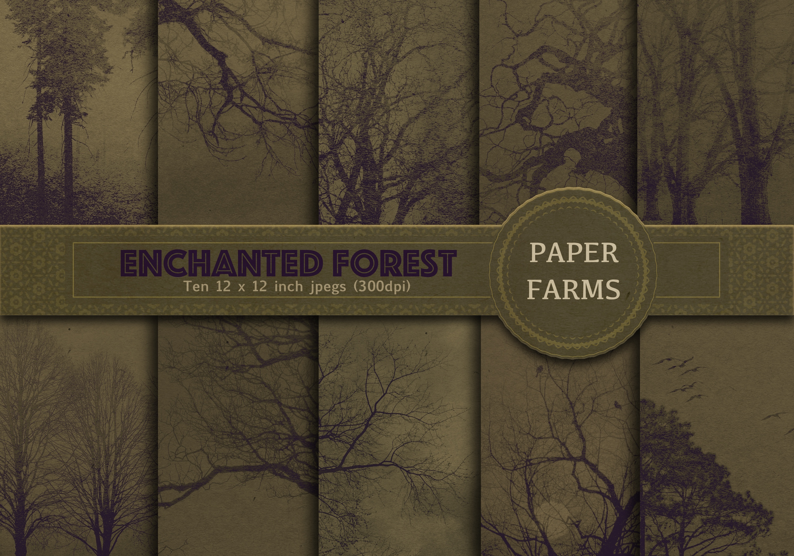 Enchanted forest digital paper pack, a Pattern Graphic by Paper Farms ...