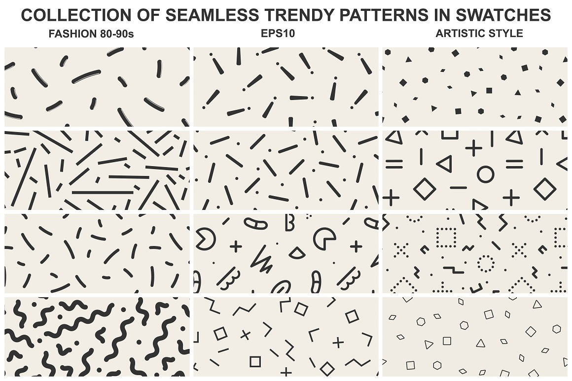 Trendy seamless patterns - set 1