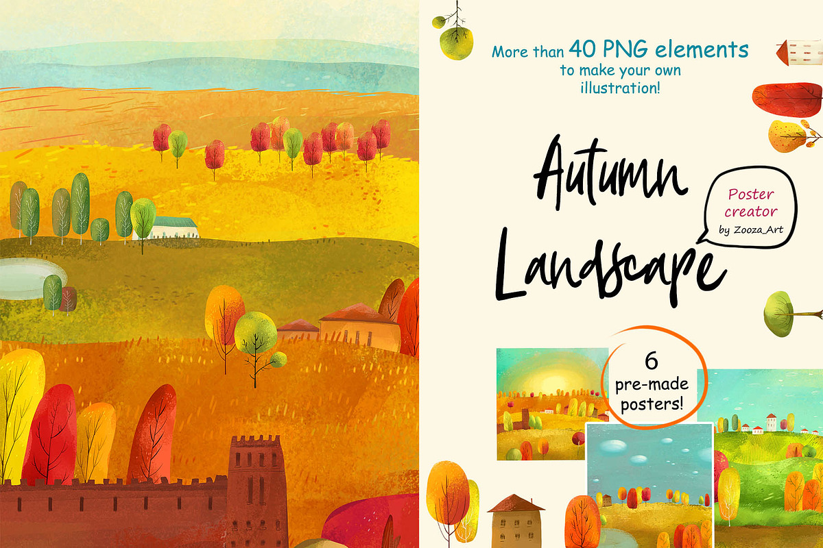 Autumn landscape - poster creator, an Illustration by Zooza Art ...