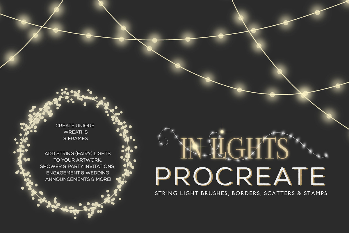 String Lights Procreate Brushes, a Brush Add-On by Studio Kitsch