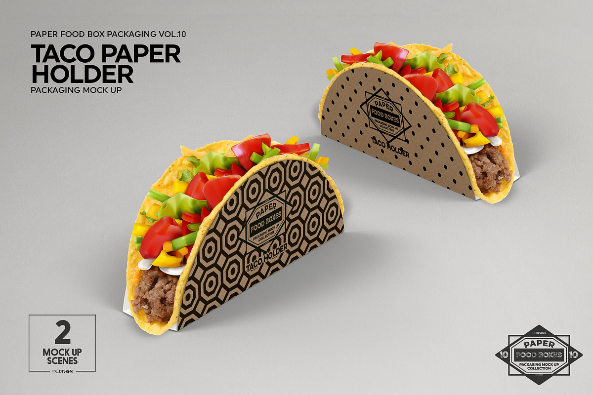 Paper Taco Holder Packaging Mockup, a Product Mockup by INCDesign