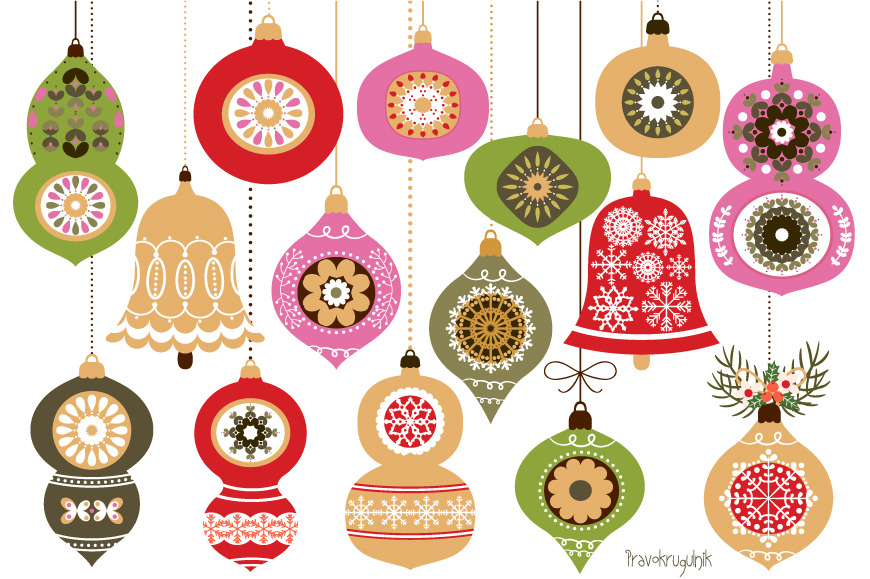Christmas ornaments clipart, a Decorative Illustration by Pravokrugulnik