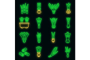 Chives icons set vector neon, a Food Illustration by Ylivdesign