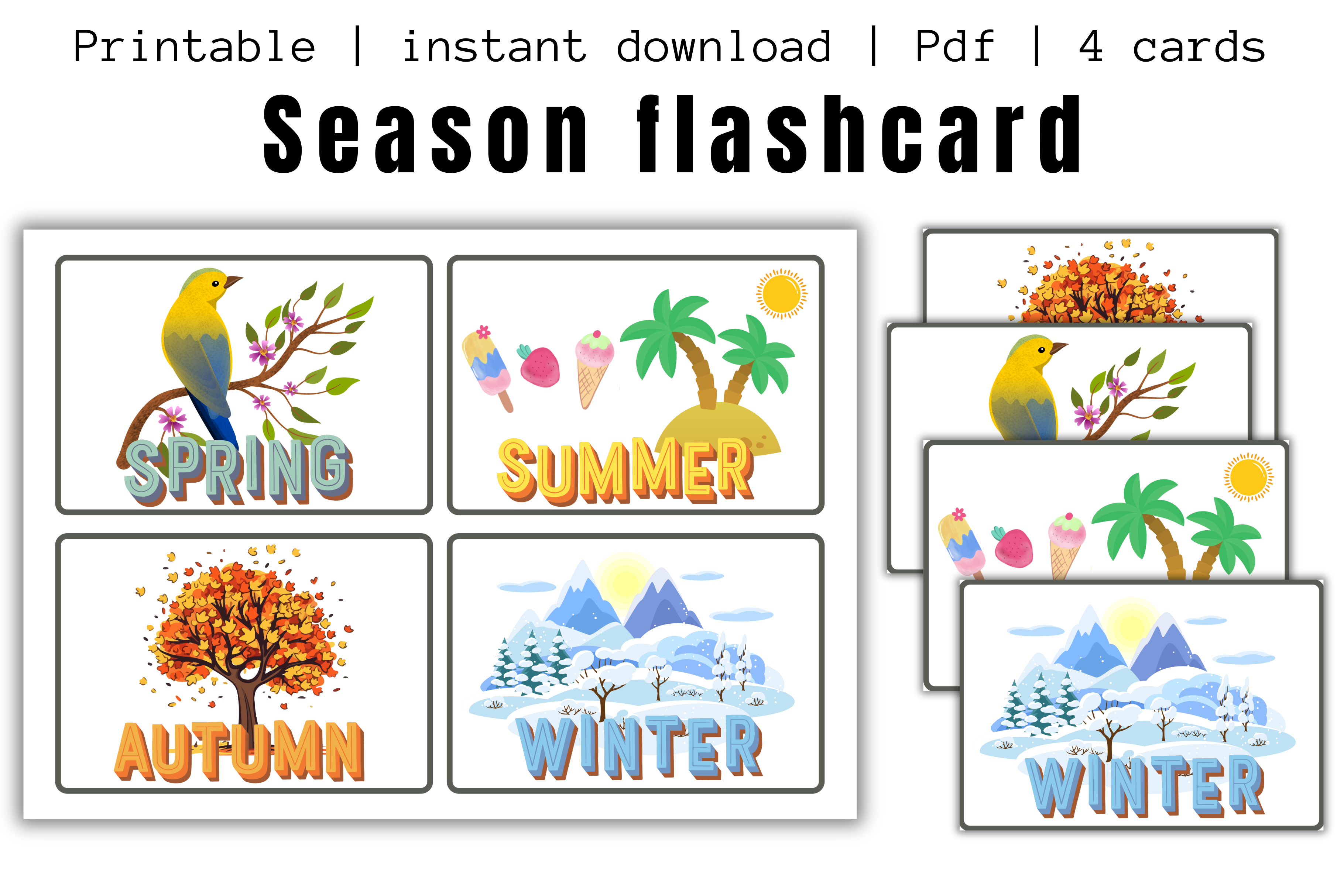 Season flashcard | Creative Market