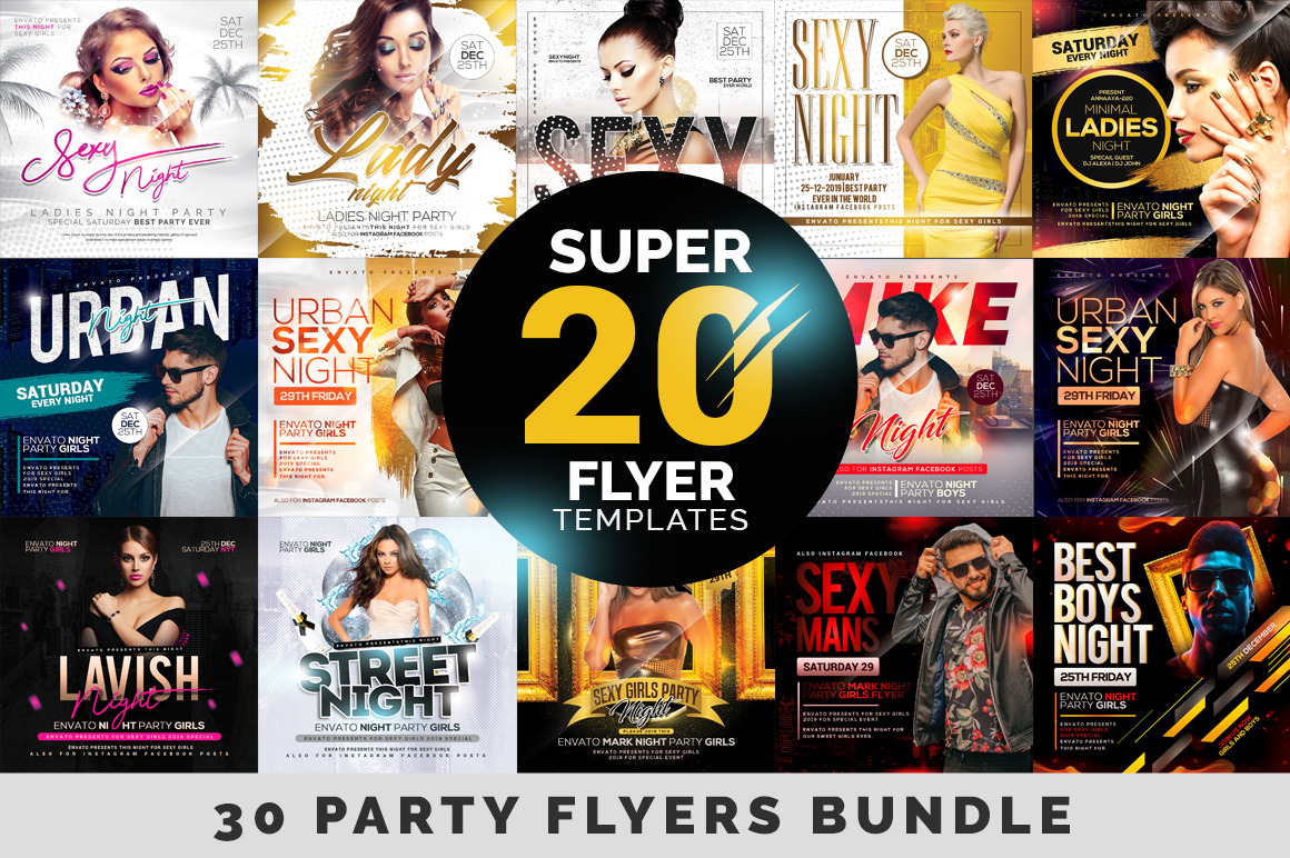 20+ Party Flyers Bundle, a Flyer Template by graphicforest