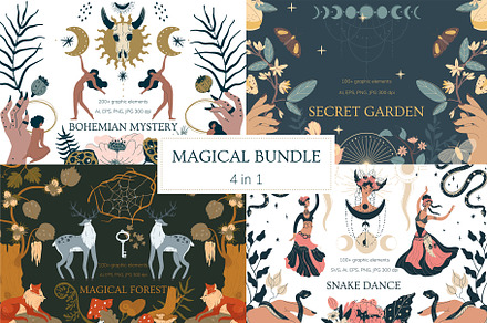 Dark Boho Bundle | Animal Illustrations ~ Creative Market