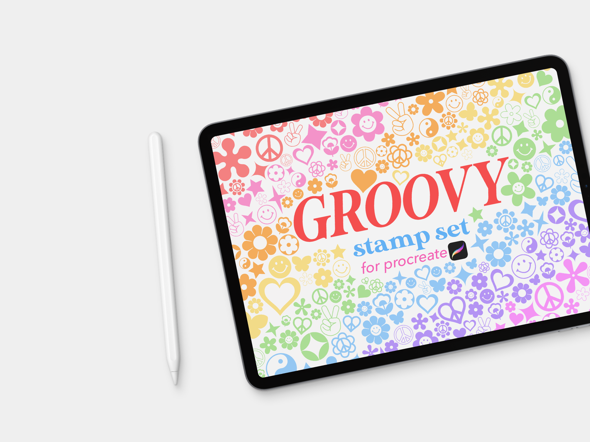Groovy Stamp Set for Procreate, a Brush Add-On by cathconofolio