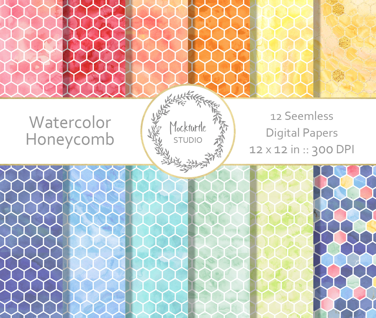 Honeycomb digital paper, a Pattern Graphic by MockTurtleStudio ...