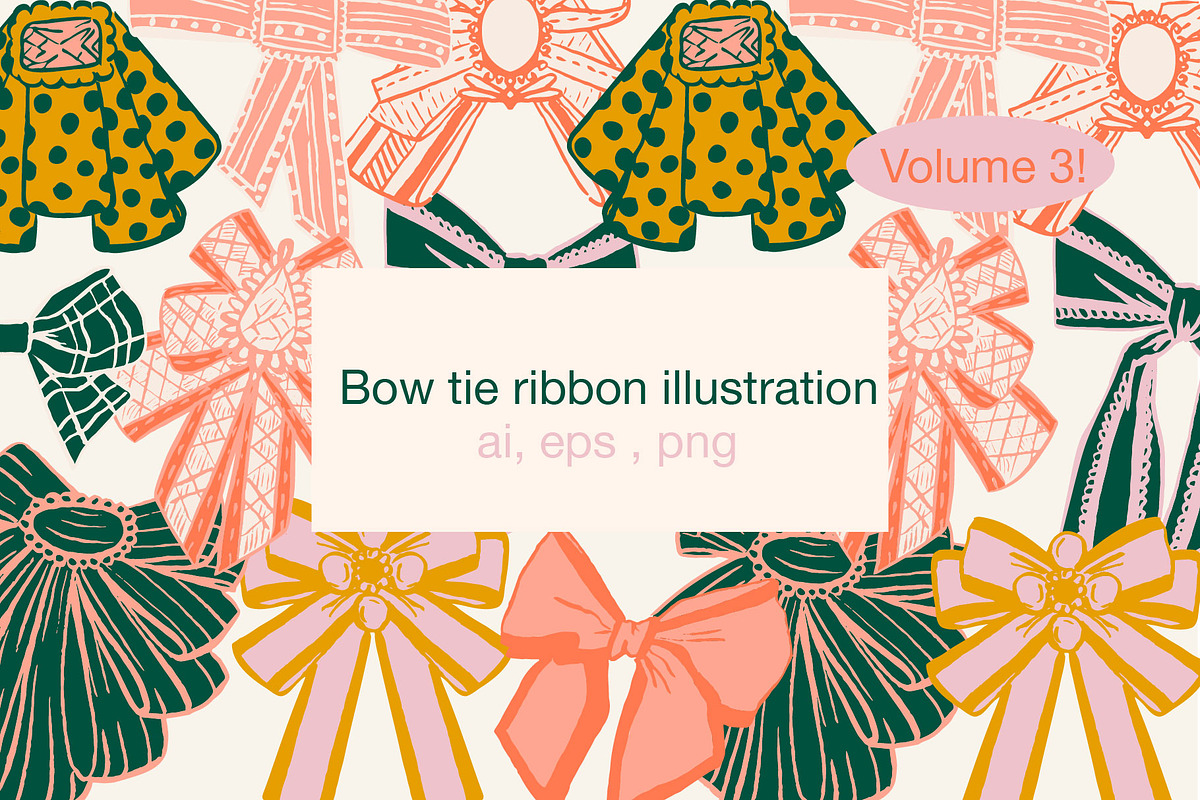 Illustrated ribbon bows vectors V3, an Object Graphic by MayBay Studio