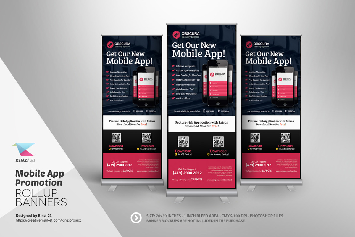 Mobile App Roll-up Banner Template, a Flyer Template by kinzi21