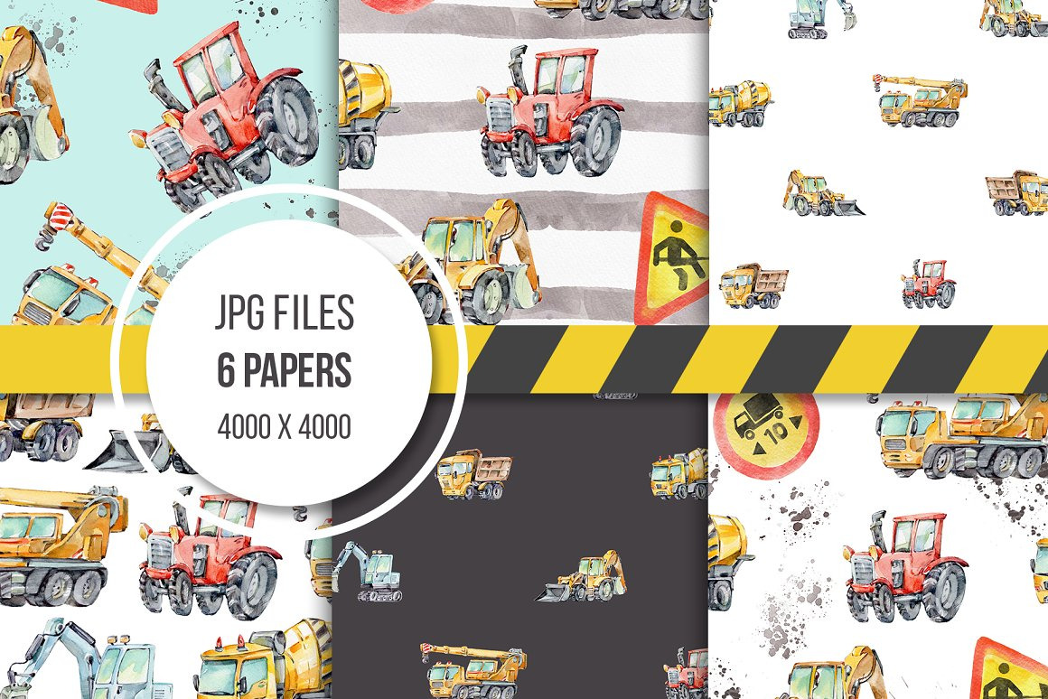 Digital Paper, Building Machines, a Pattern Graphic by FoxyImage