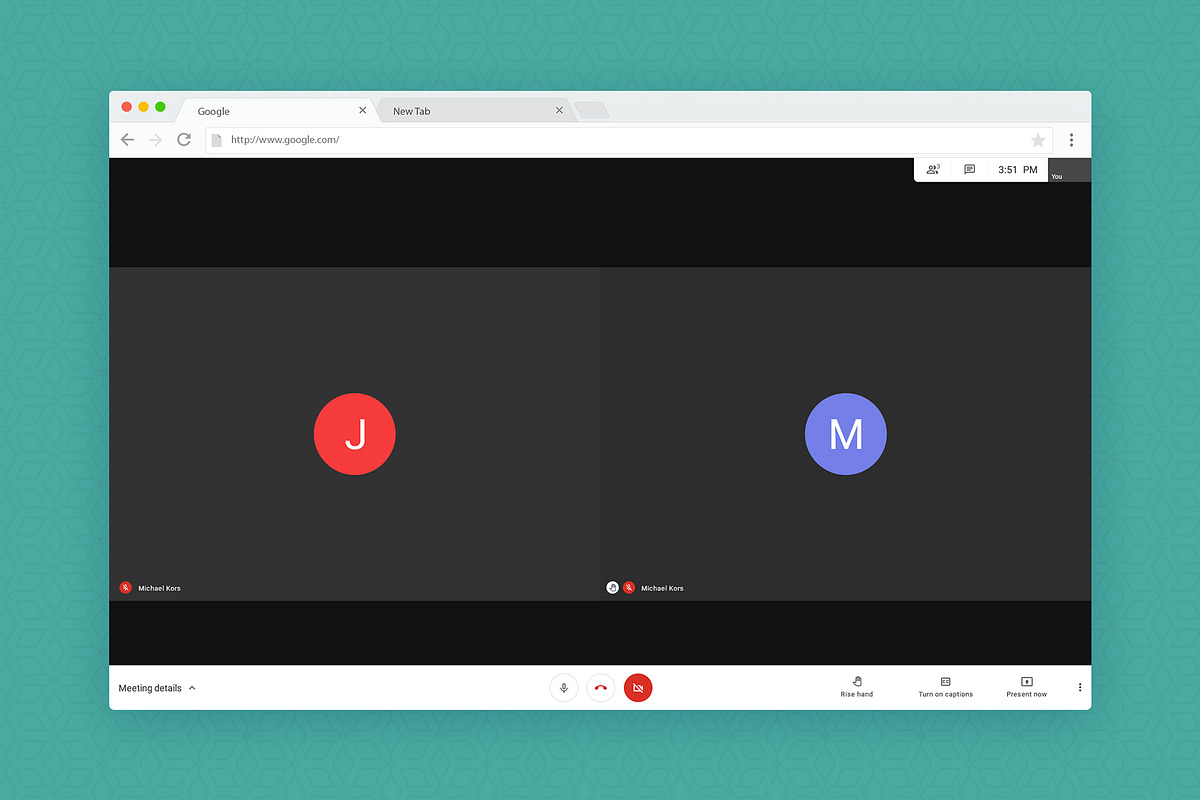 Google Meet Mockup kit | PSD