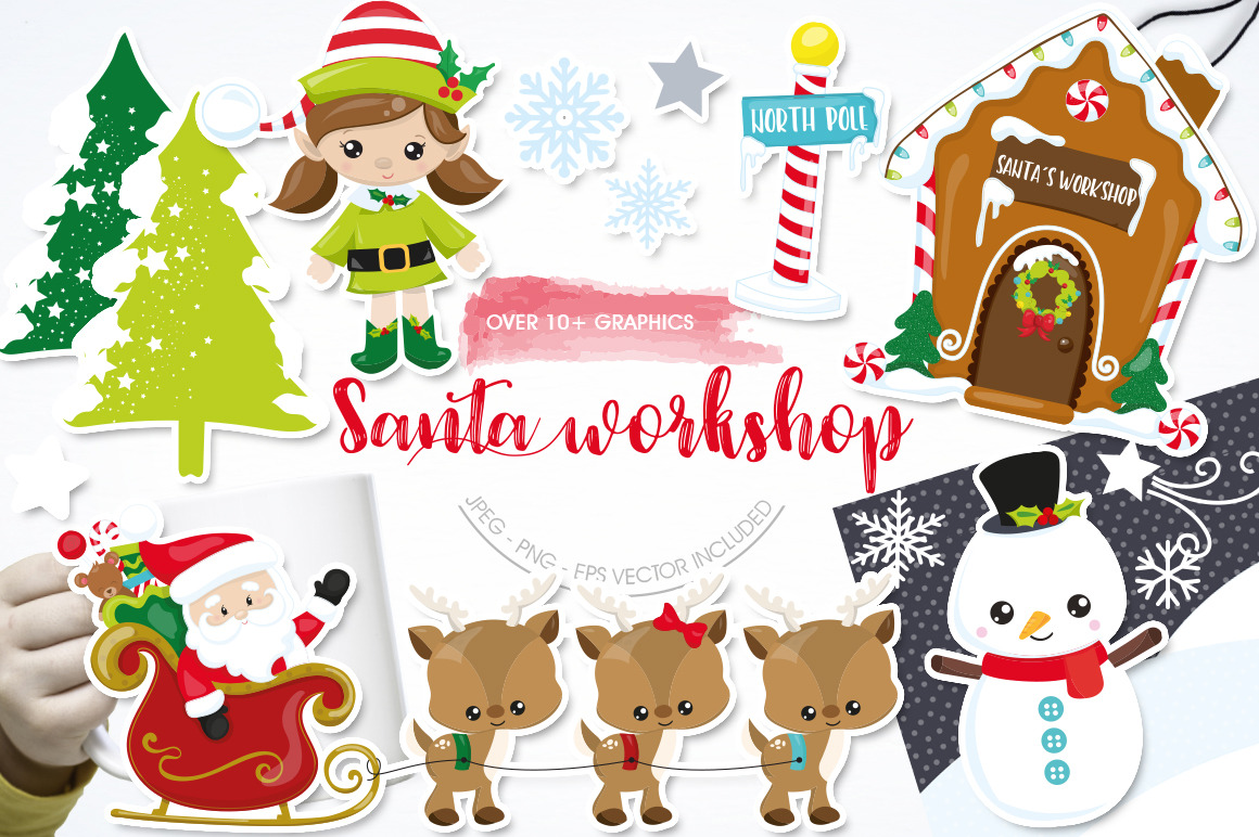 Santa Workshop, an Illustration by PrettyBundles