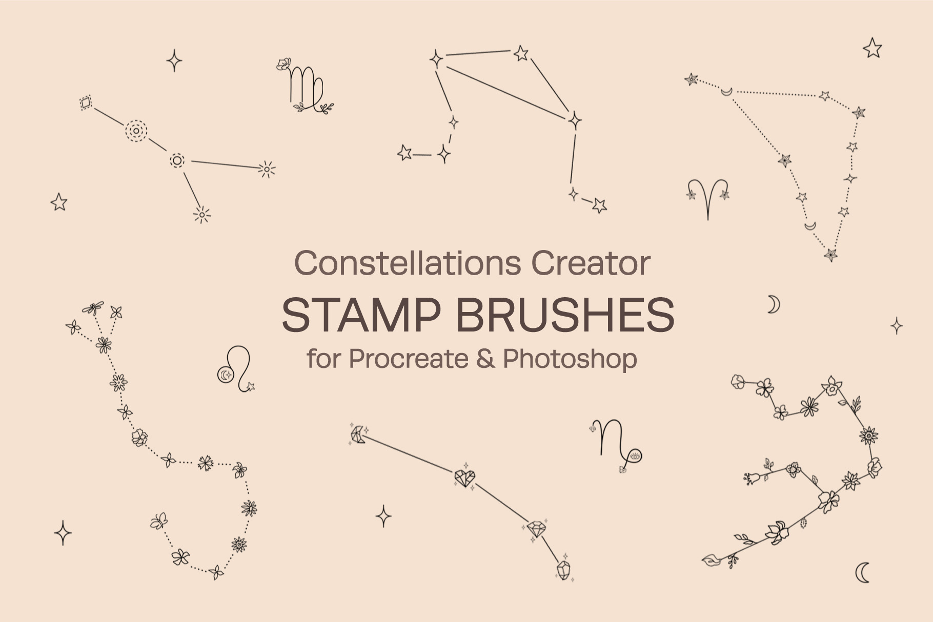 Constellations Procreate Brushes, a Brush Add-On by NinaFedorova