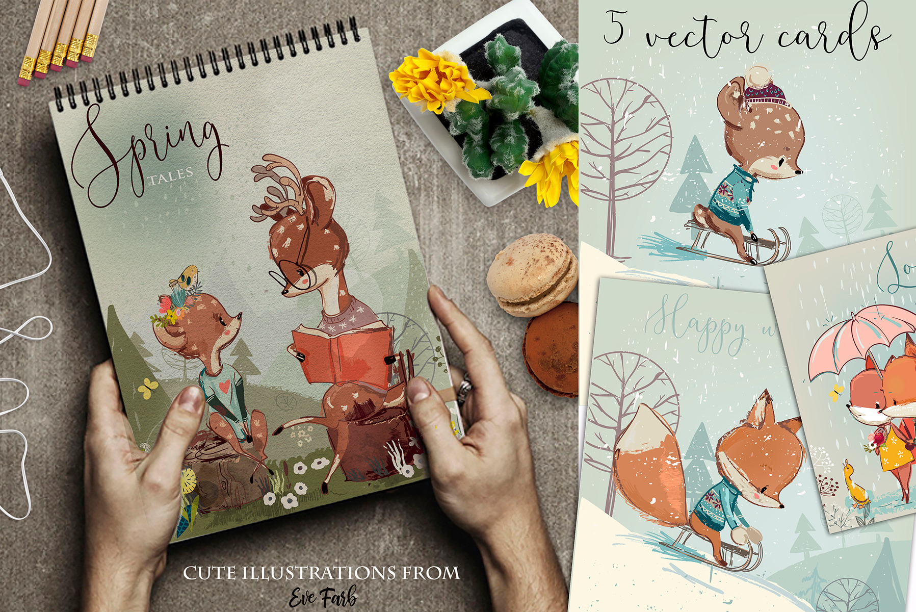 9 lovely illustrations-fox and fawn, an Animal Illustration by Eve Farb