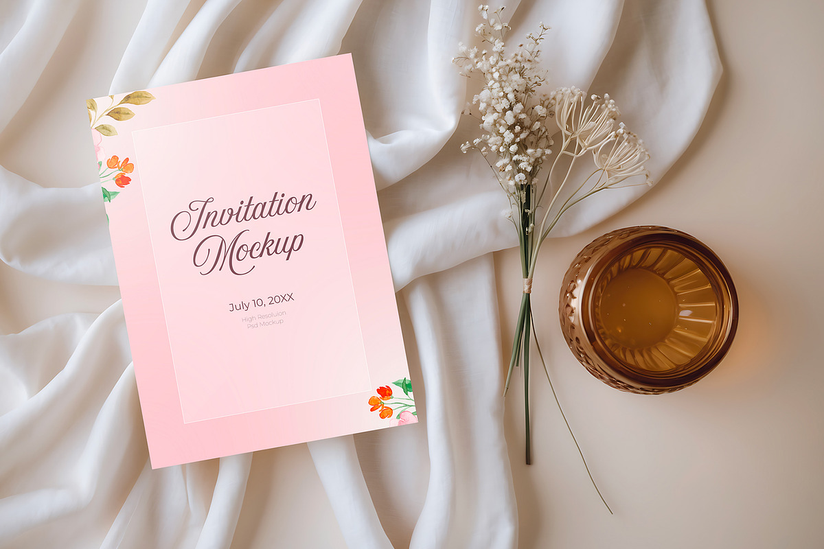 Realistic Invitation Card Mockup