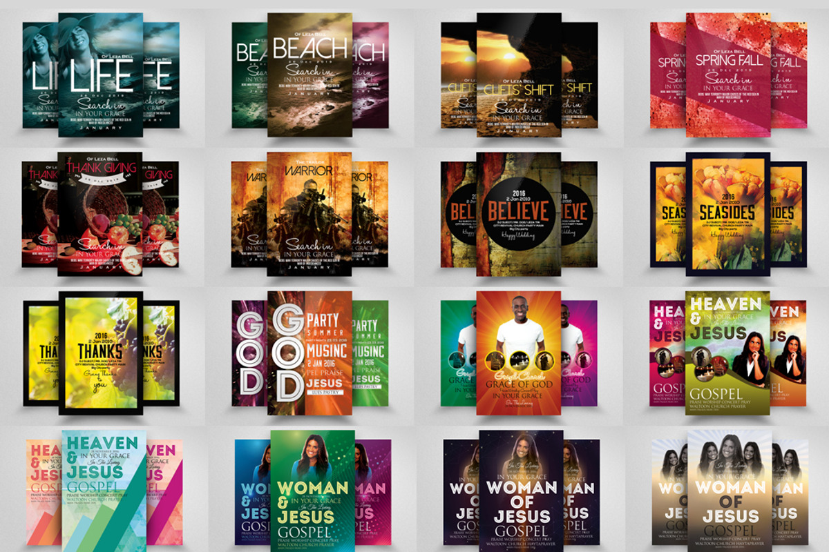 60 Glorious God Church Flyer Bundle, a Flyer Template by Business Flyers