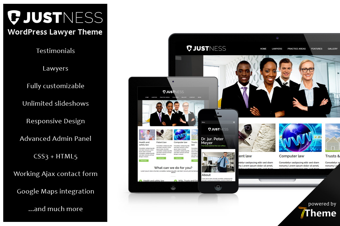 Justness - responsive Lawyer Theme, a WordPress Template by 7Theme