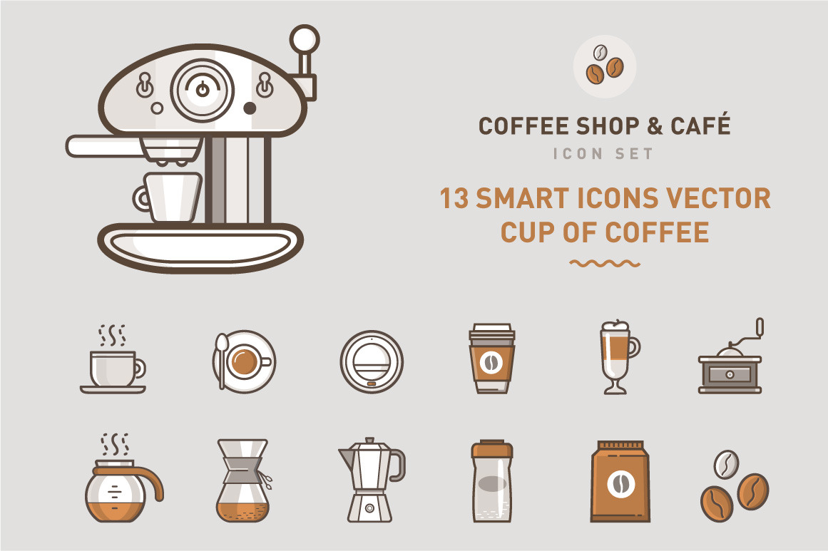 Set of Coffee Shop & Café Symbols, an Icon by BomSymbols