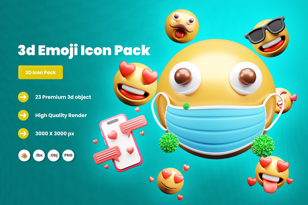 3d Emoji Icon Pack, an Object 3D Model by Ui Stock