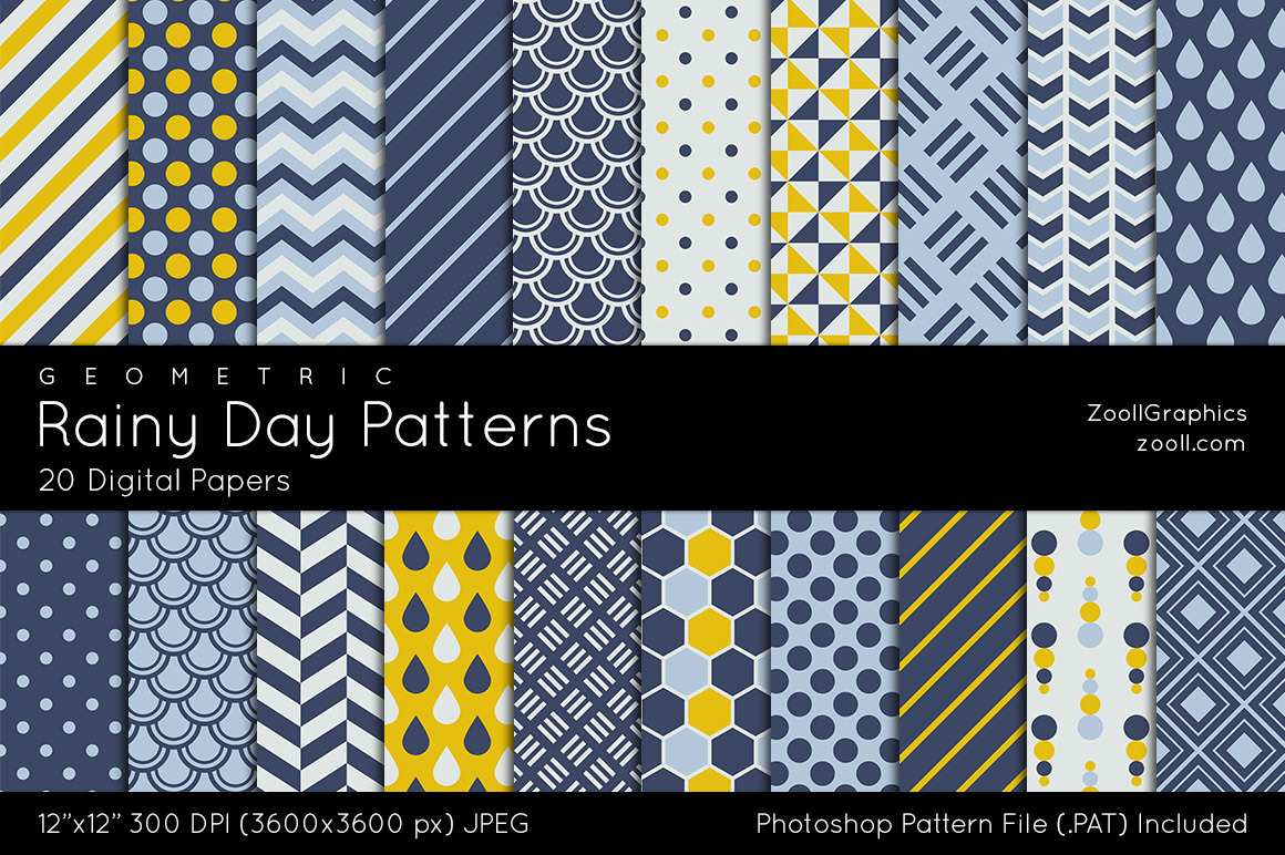 Rainy Day Geometric Digital Papers | Graphic Patterns ~ Creative Market