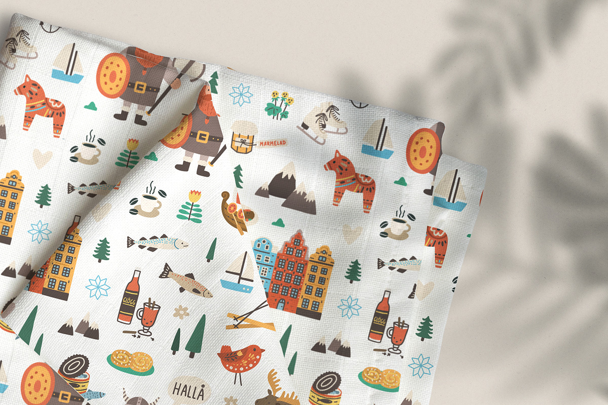 Swedish symbols seamless patterns, a Pattern Graphic by Good Studio ...