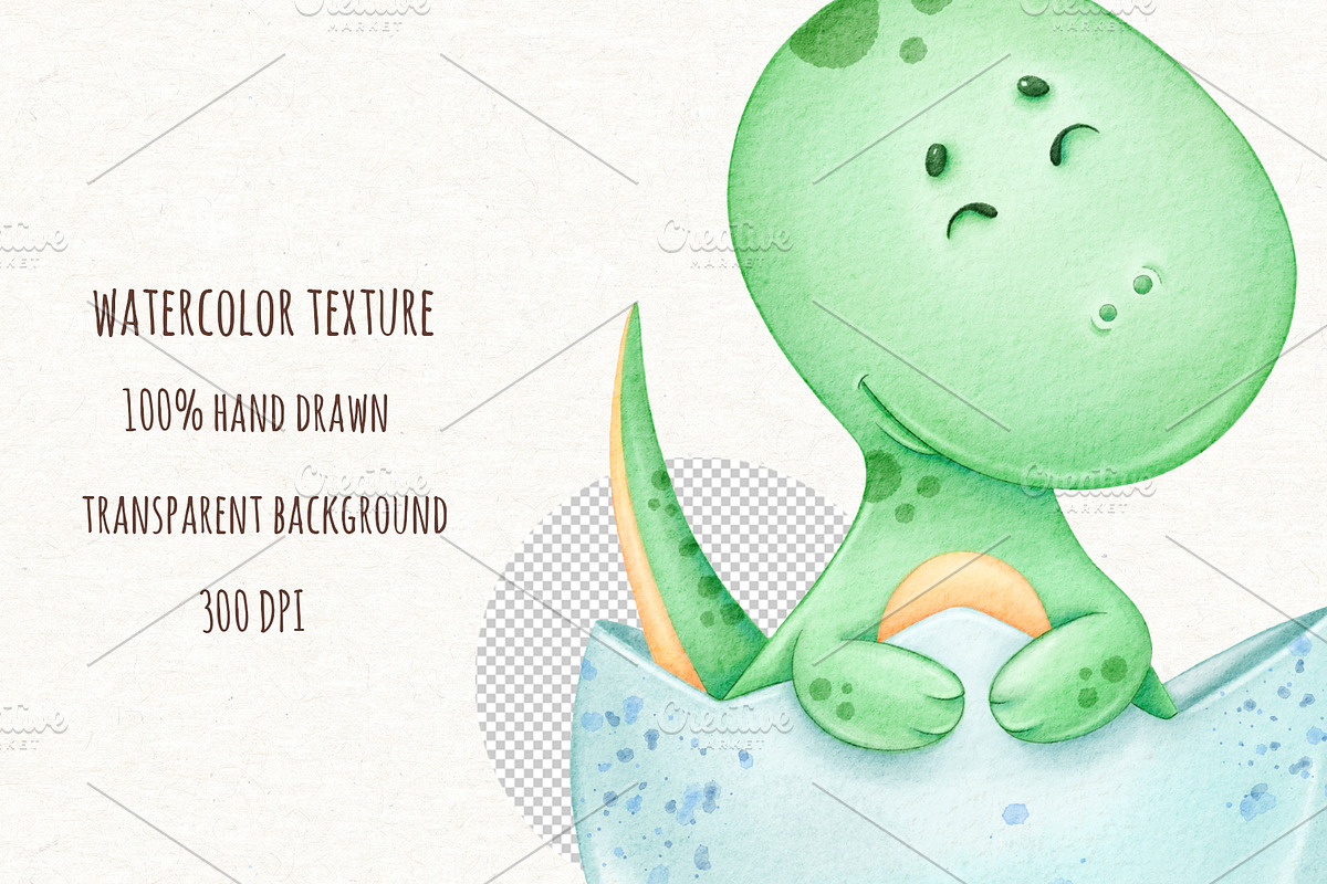 Watercolor Dinosaur Png Clipart, an Illustration by ekossa_art