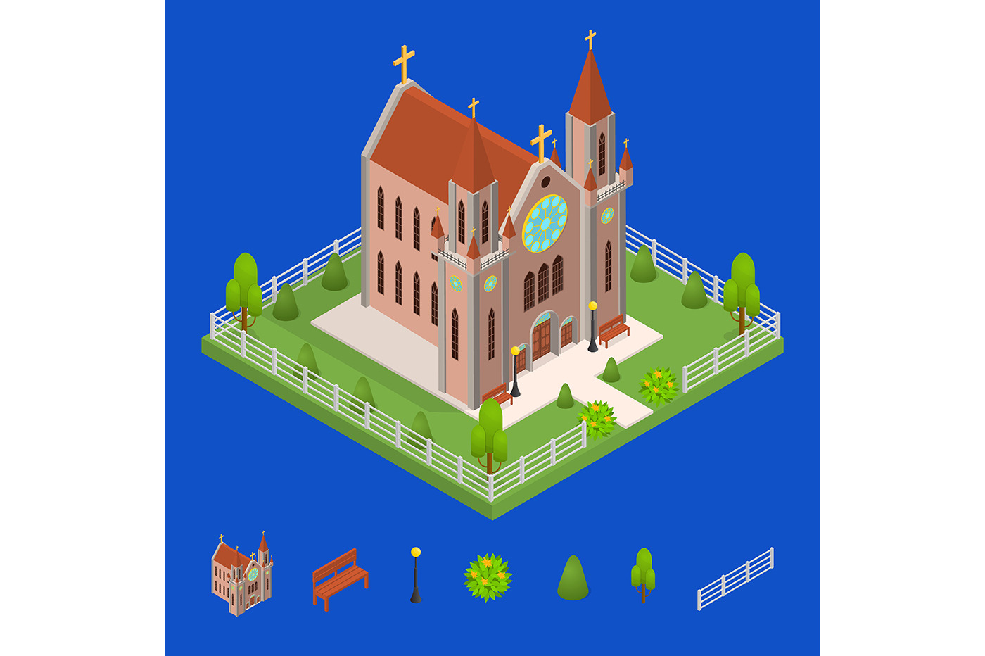Christian Catholic Church Concept 3d | Work Illustrations ~ Creative Market