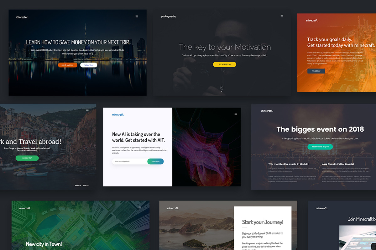 Minicraft - 15 Hero Headers UI Kit, an UI Kit Template by Character