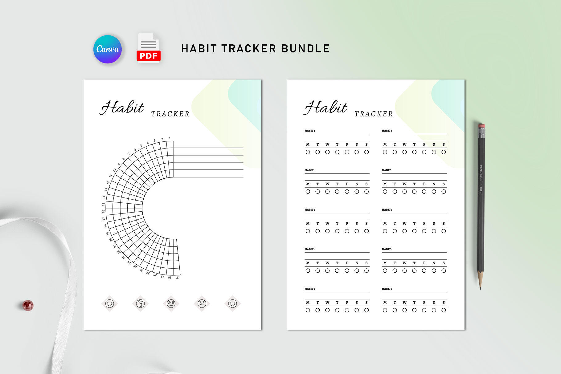Canva Habit Tracker Bundle Pack, a Stationery Template by Design Zone