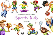 Sporty Kids - Clip Art Set, an Object Illustration by Mashamashastu