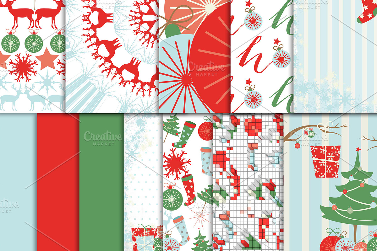 Christmas Digital Paper Pack, a Pattern Graphic by Creativeqube Design