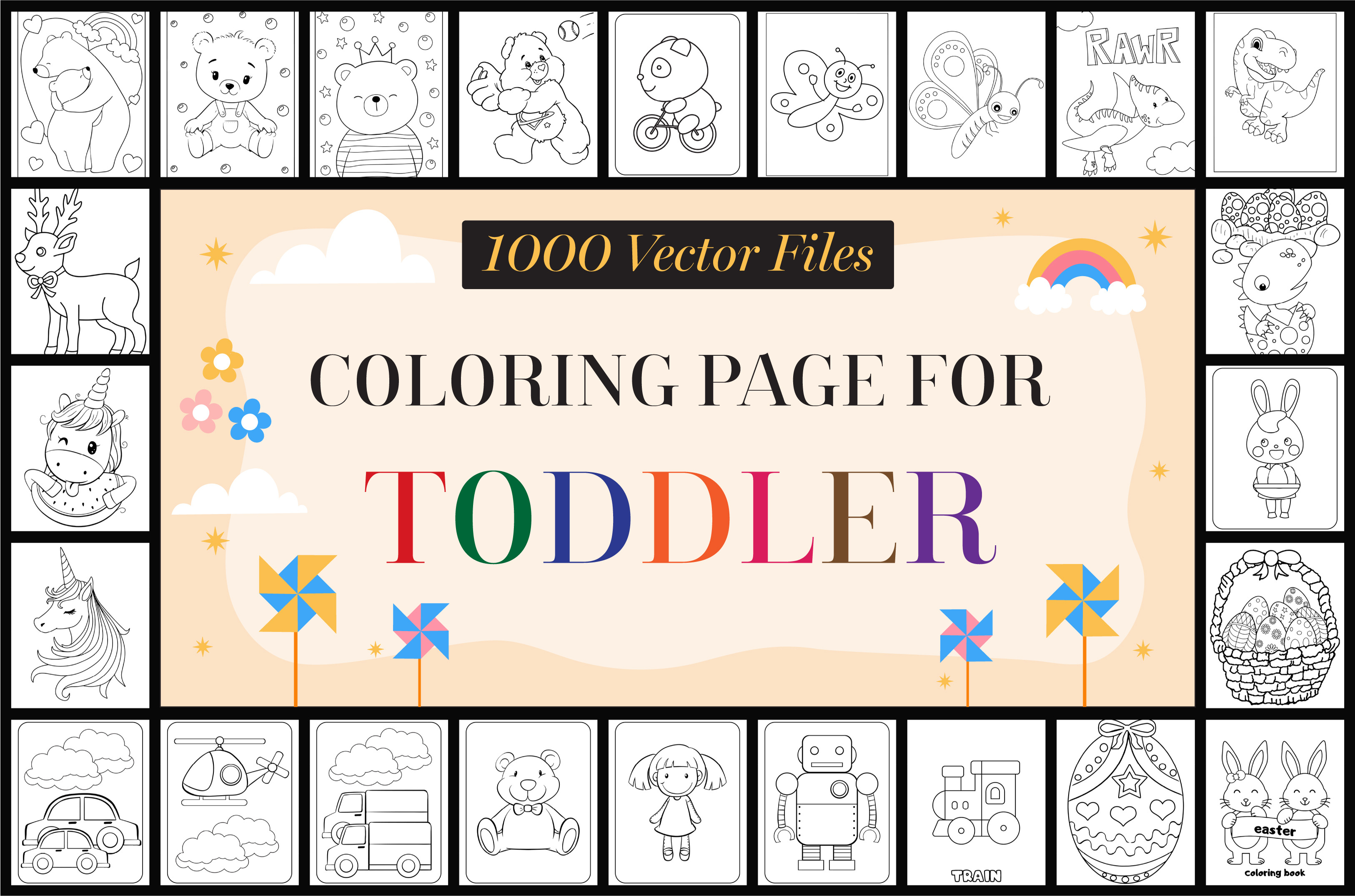 1000 Vector Coloring for Toddler, an Animal Illustration by Blue ...