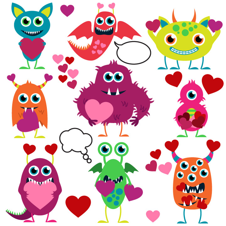 Love Monsters Vectors and Clipart, an Illustration by PinkPueblo