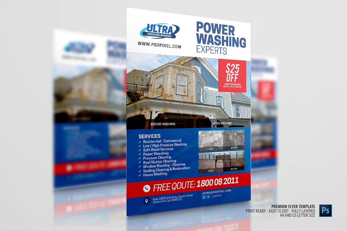Pressure Washing Services Flyer, a Flyer Template by PSDPixel