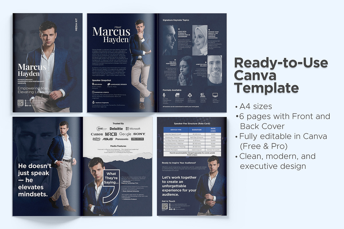 Speaker Media Kit Template in Canva