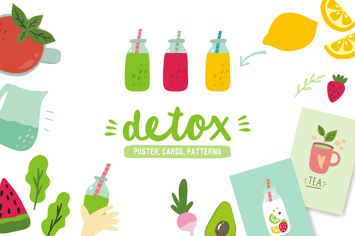 Detox poster, cards, patterns, an Object Graphic by Barkova Nadya