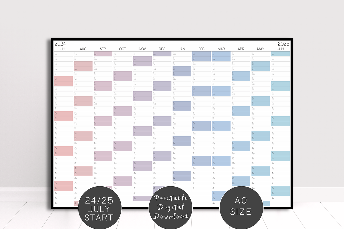 Printable Wall Planner for 2024-2025