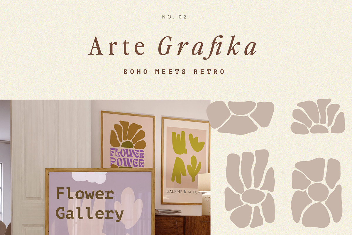 Boho Retro Floral Poster Collection, an Illustration by Laras Wonderland
